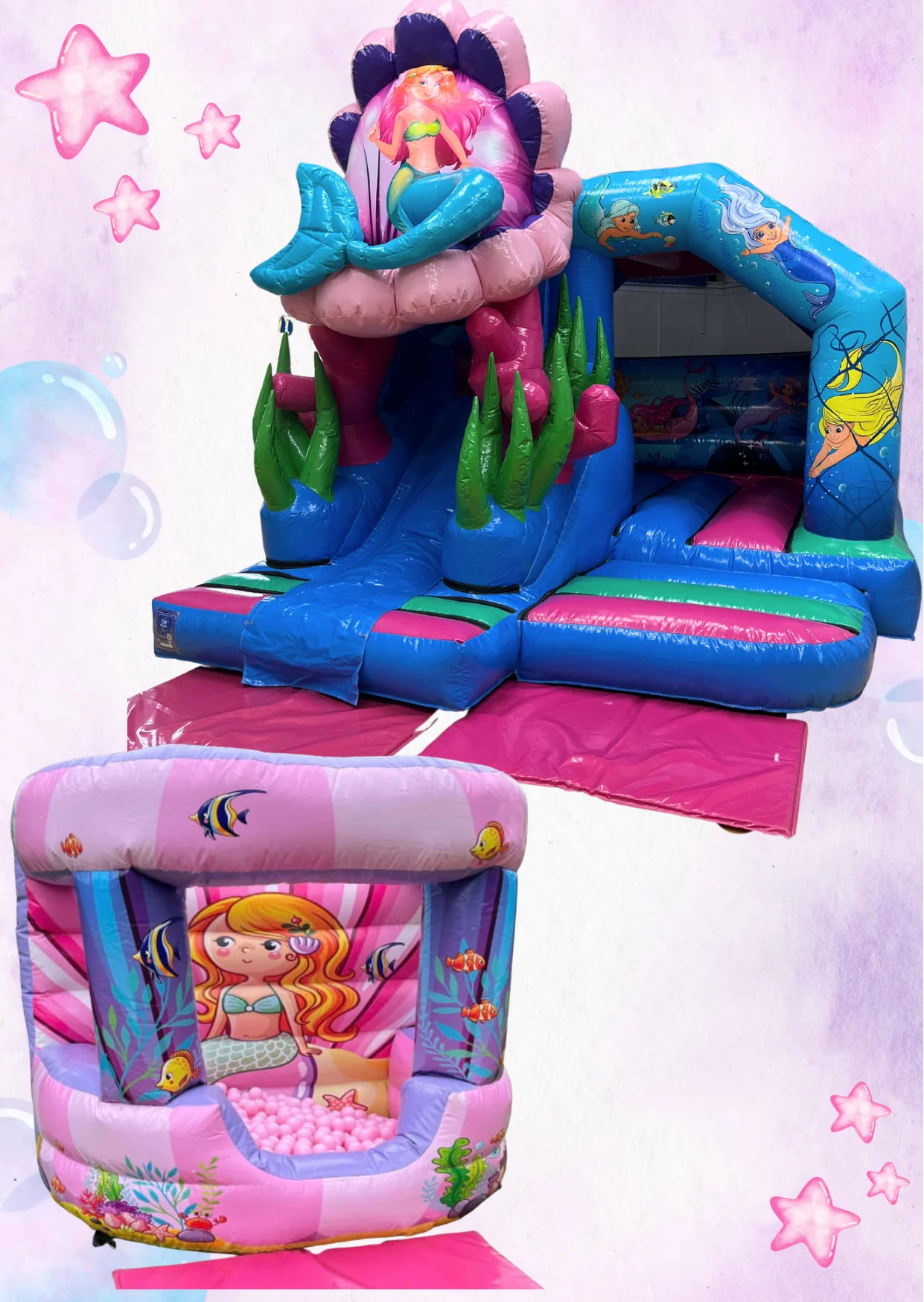 Mermaid Bouncy Castle And Ball Pit Package Jaimies Castles, Bouncy ...