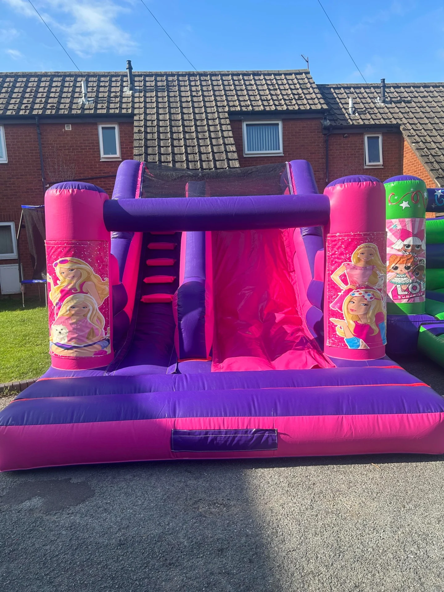 Barbie Pink And Purple 5ft 6 Platform Slide - Tiny Tots Inflatables