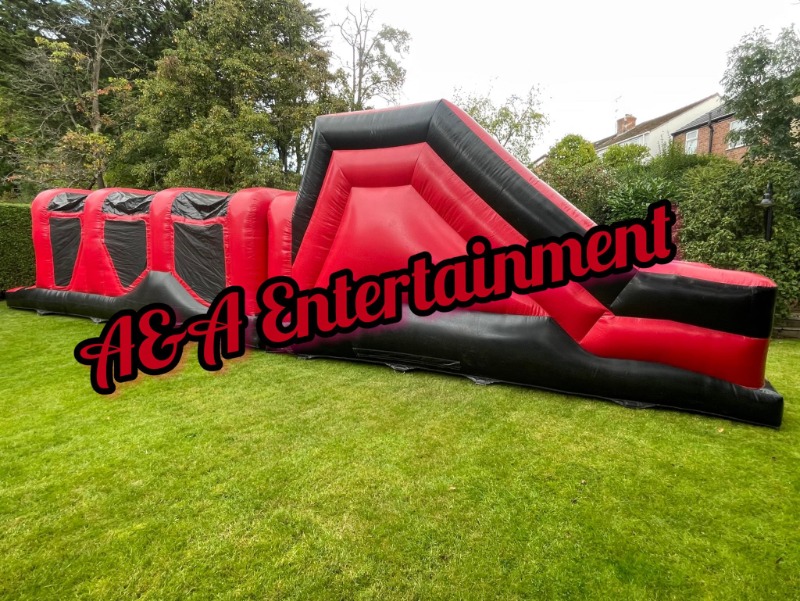 11ft X 40ft Red And Black Obstacle Course - AA Castles and Entertainment