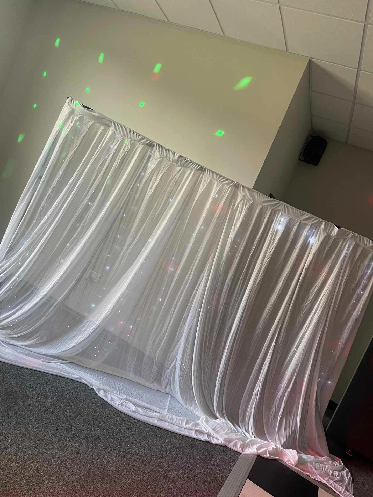 White Photo Backdrop With Lights - Parties of Distinction