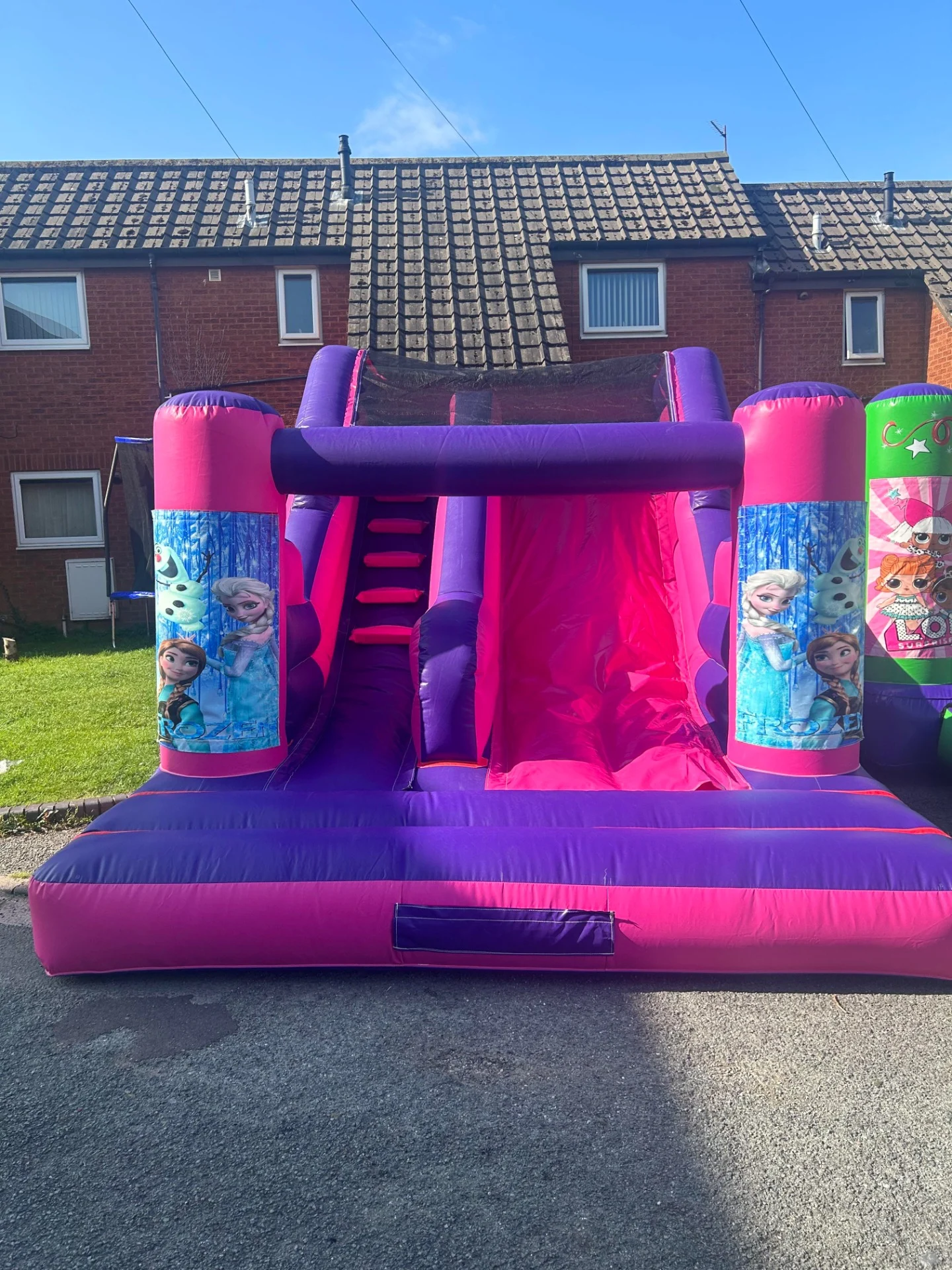 Frozen Pink And Purple 5ft 6 Platform Slide - Tiny Tots Inflatables
