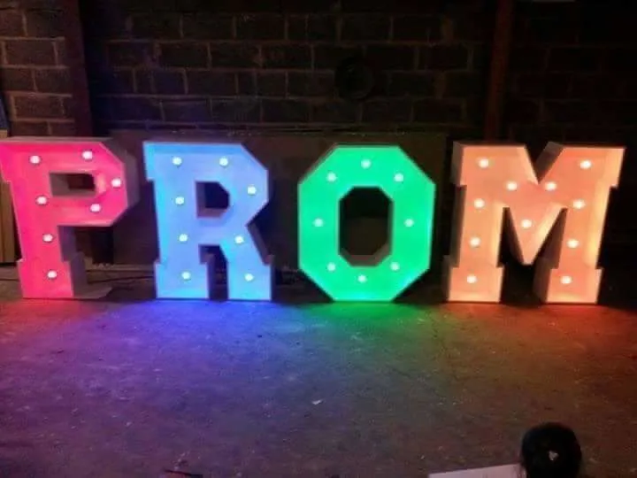 Led Prom Letters - Sj Leisure Dress Your Event, Party Planners ...