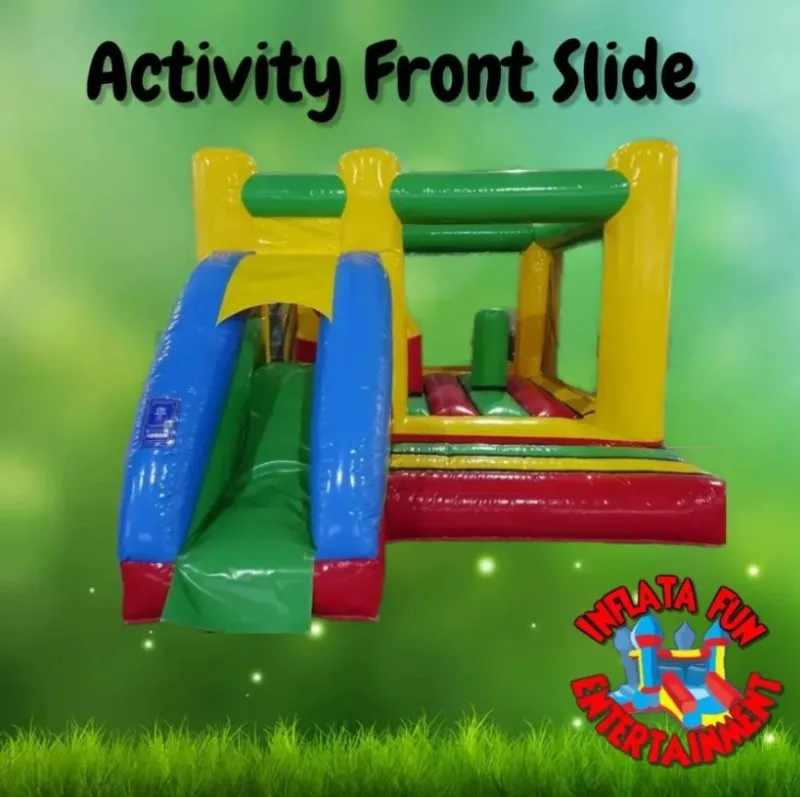 Multi Coloured Activity Castle With Front Slide - Inflata-fun | Bouncy ...