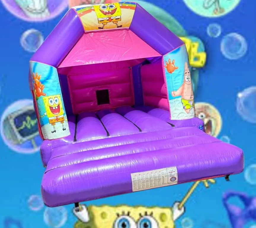 Spongebob Themed Pink And Purple Castle Inflatable and Soft Play Hire ...