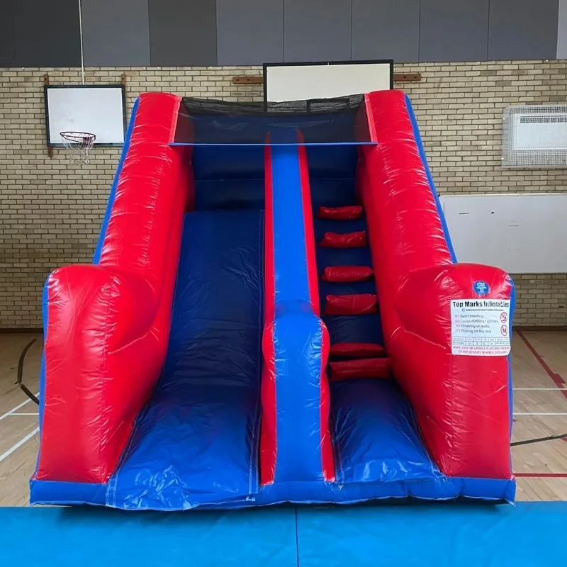 Red And Blue Inflatable Platform Slide - The Little House of Bounce