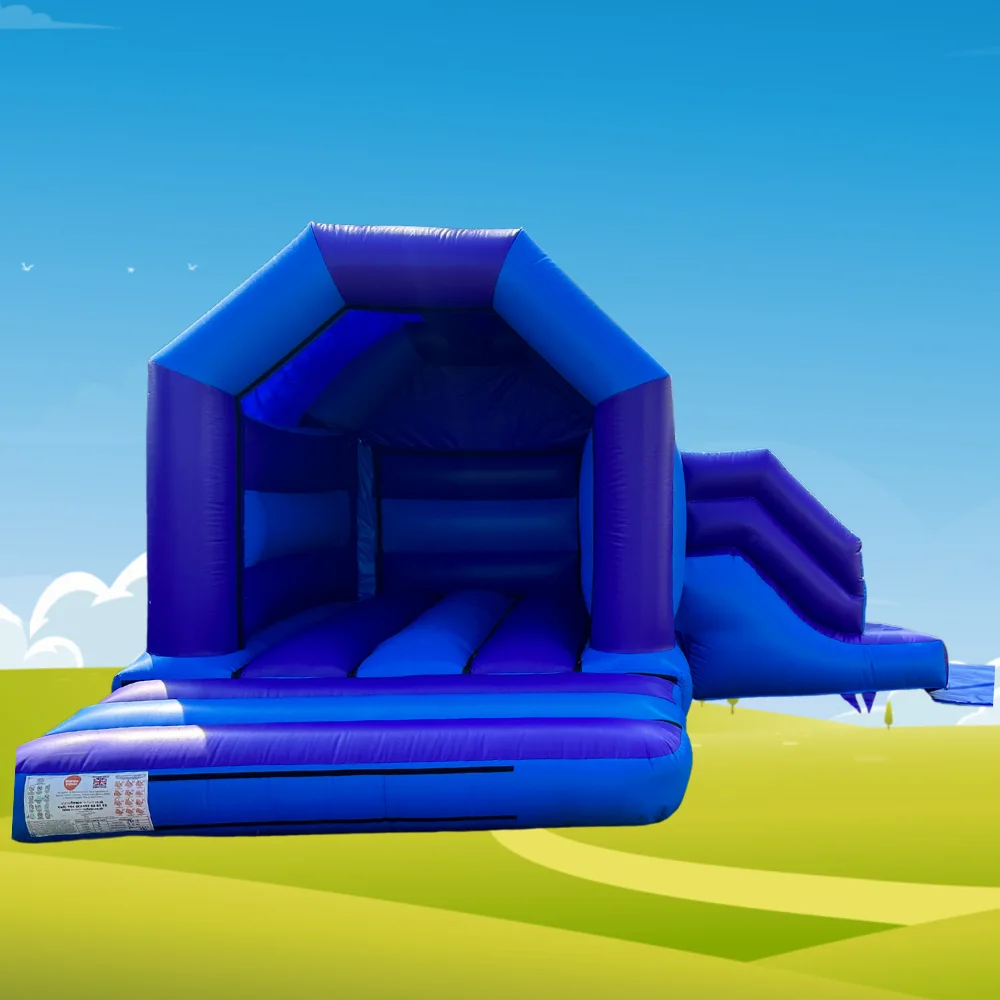 Blue And Purple Bouncy Castle And Slide - Active Softplay