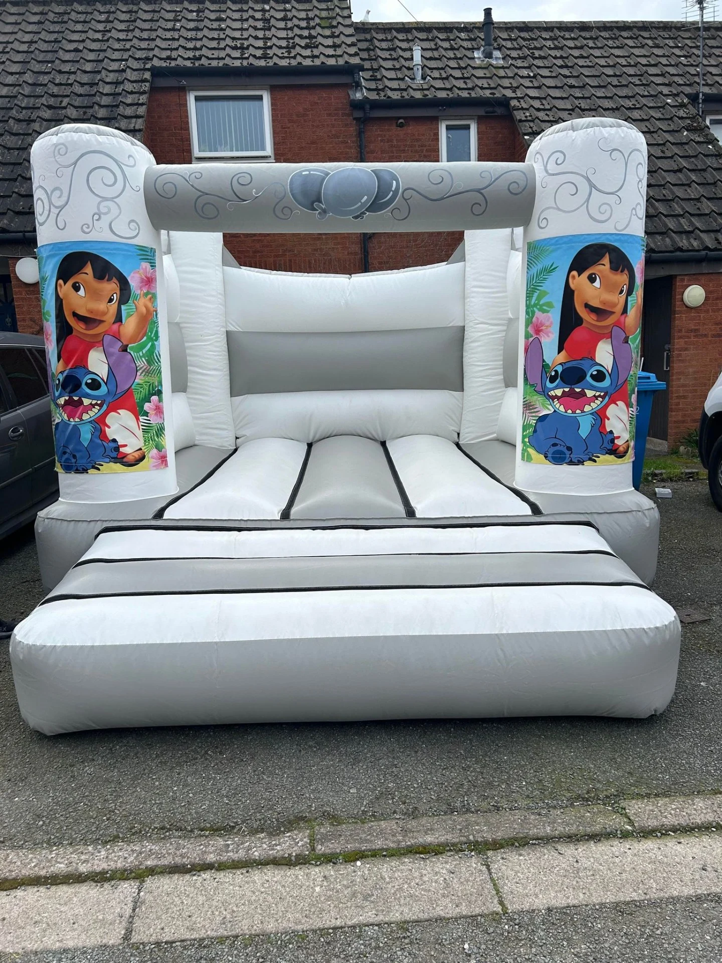 Lilo And Stitch Grey White H Frame Bouncy Castle For Hire Denbighshire ...