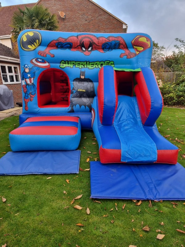 Superhero Bouncy Castle With Front Slide - Funday Kent