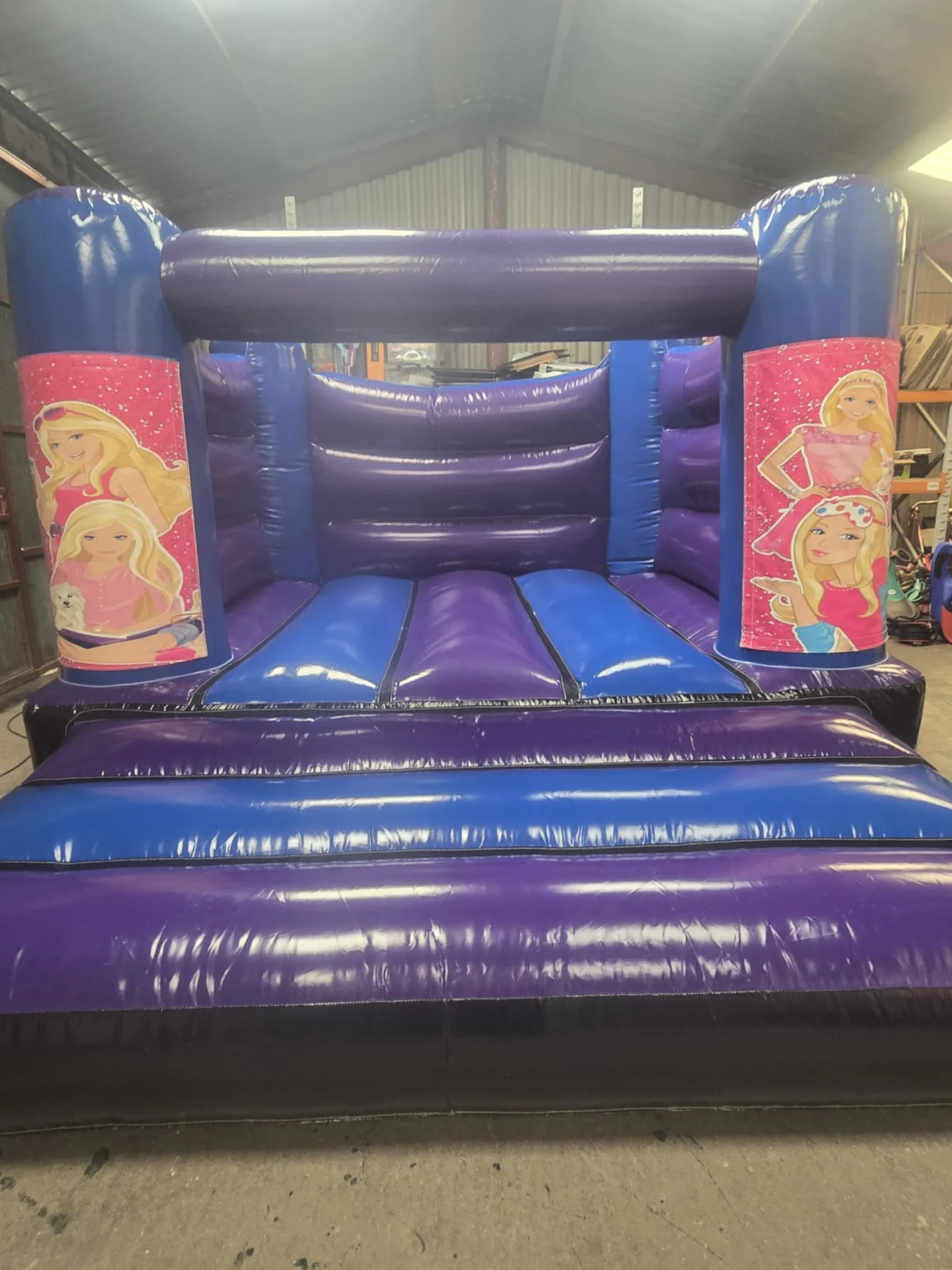 Barbie Blue And Purple H Frame Bouncy Castle - Tiny Tots Inflatables