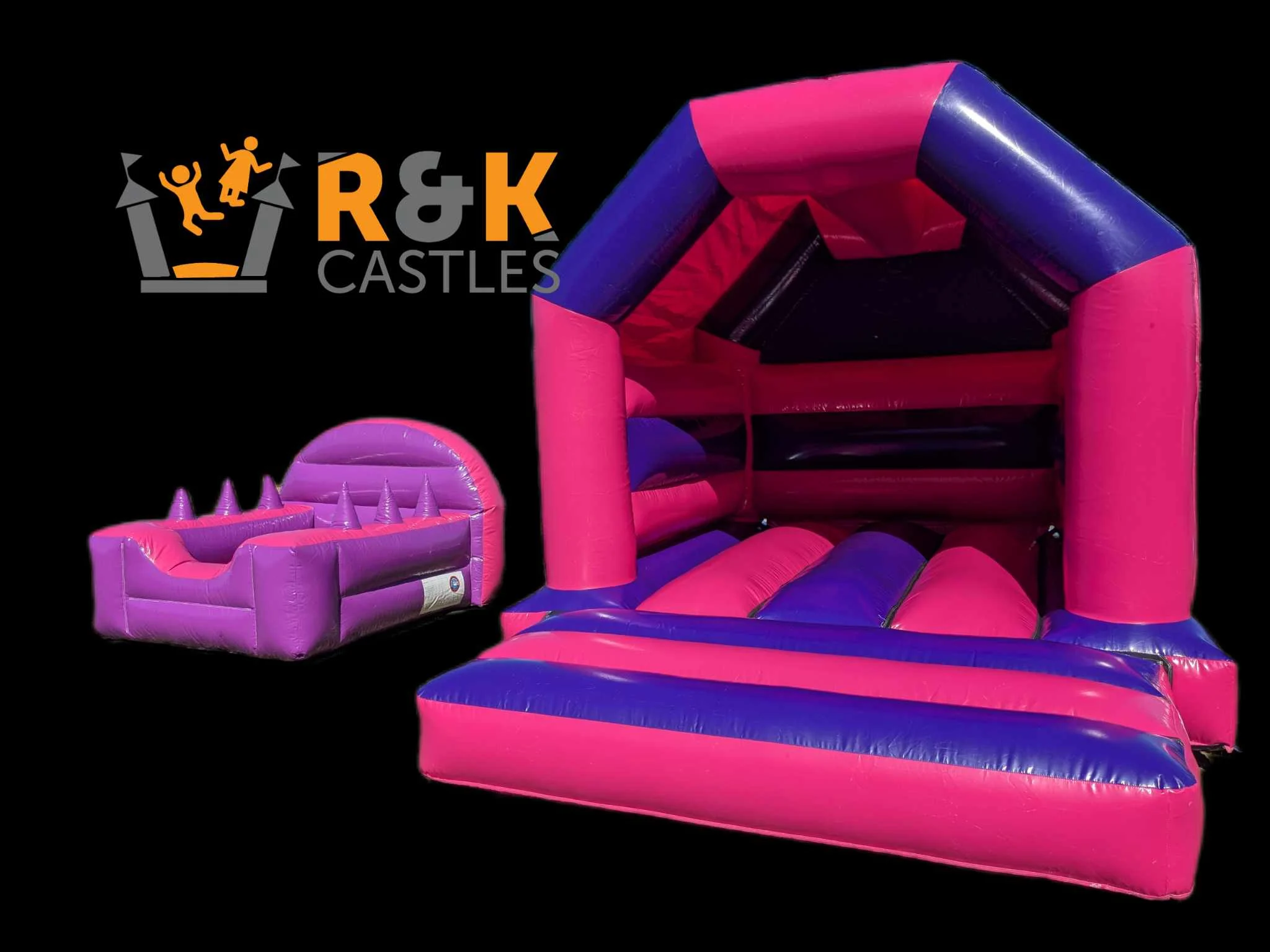 Pink And Purple Castle With Our 8x8ft Ball Pit Package - Bouncy Castle ...