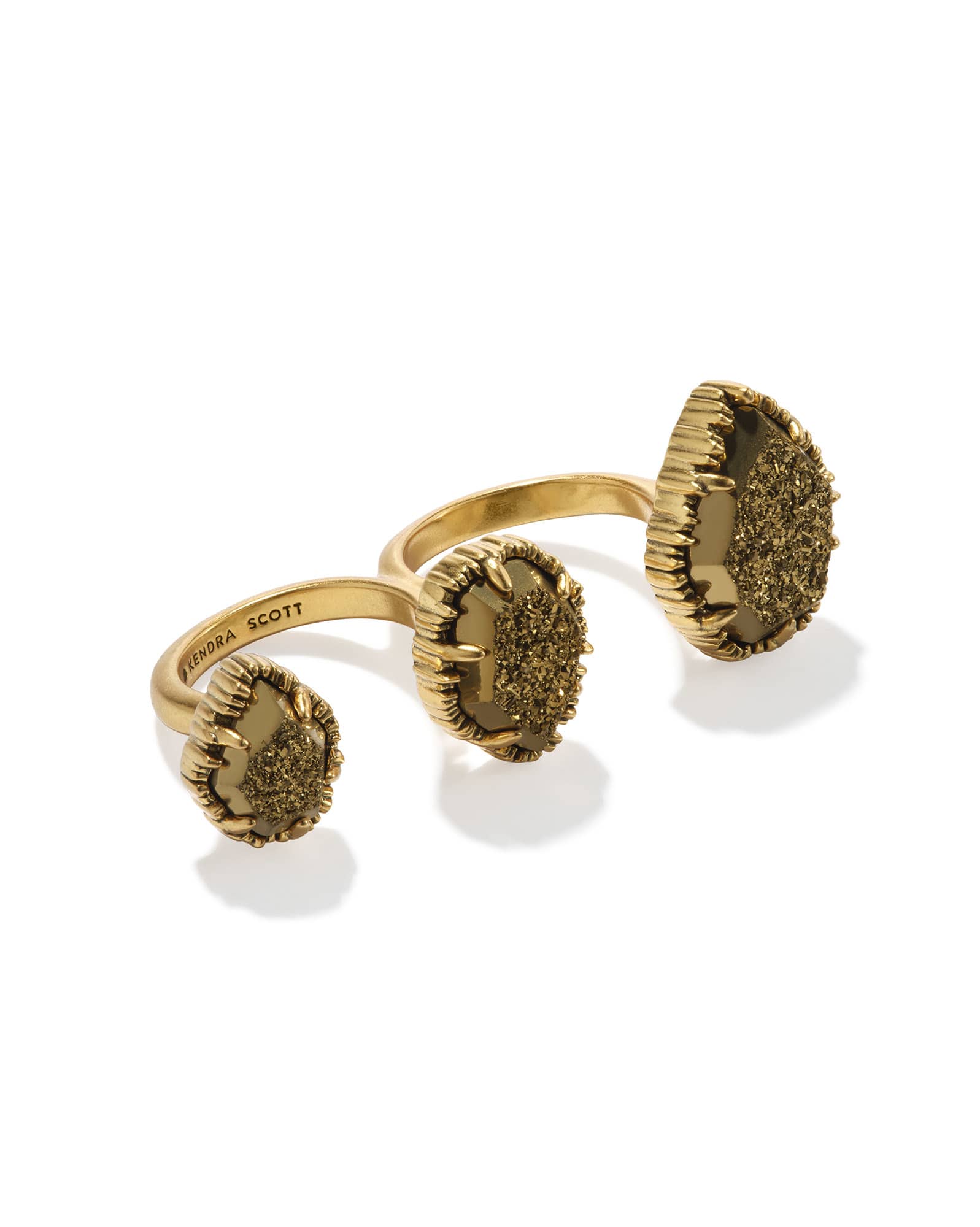 Naomi Vintage Gold Two Finger Statement Ring in Bronze Drusy | Kendra Scott