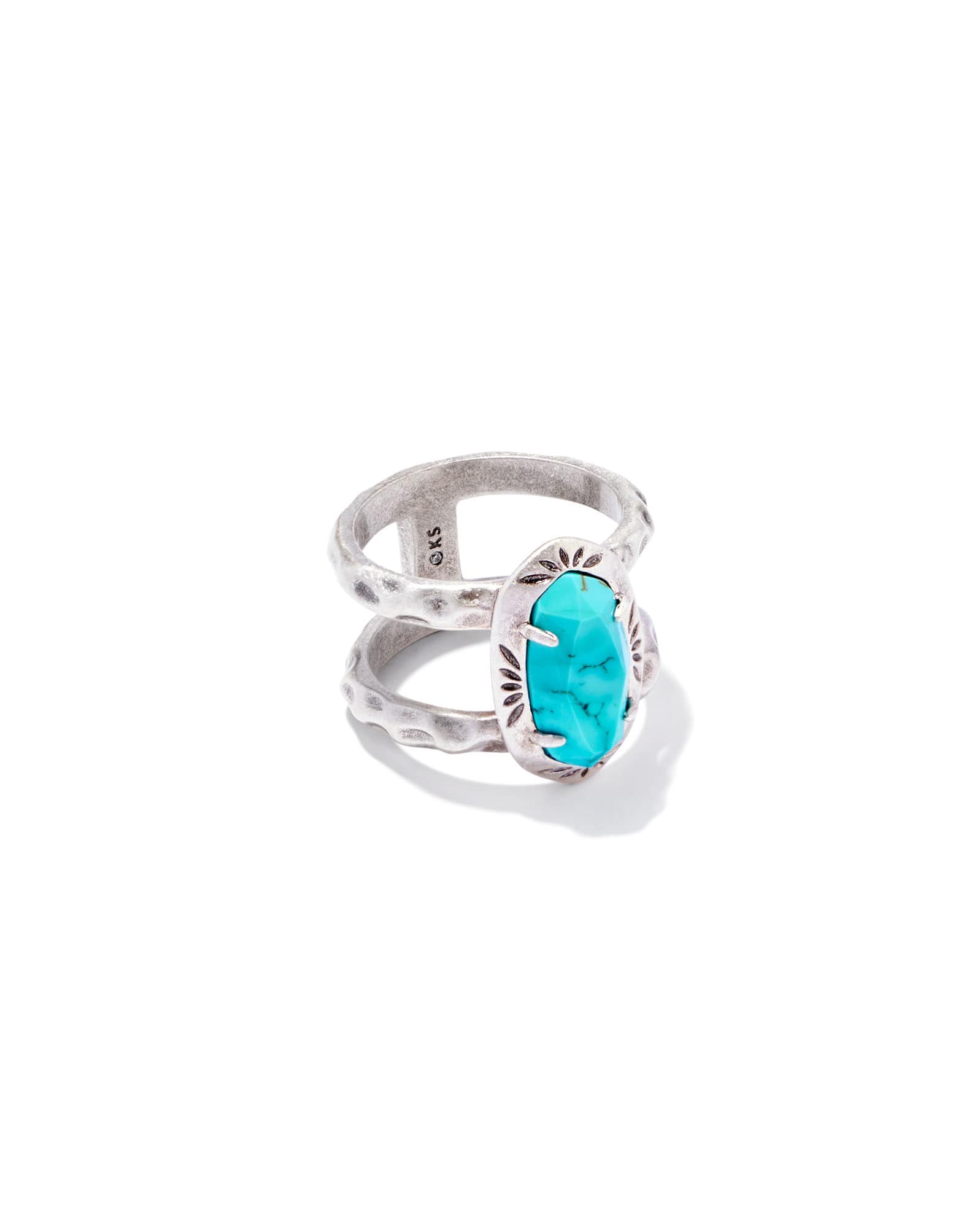 Elyse Vintage Silver Etch Frame Band Ring in Variegated Turquoise Magnesite | Kendra Scott