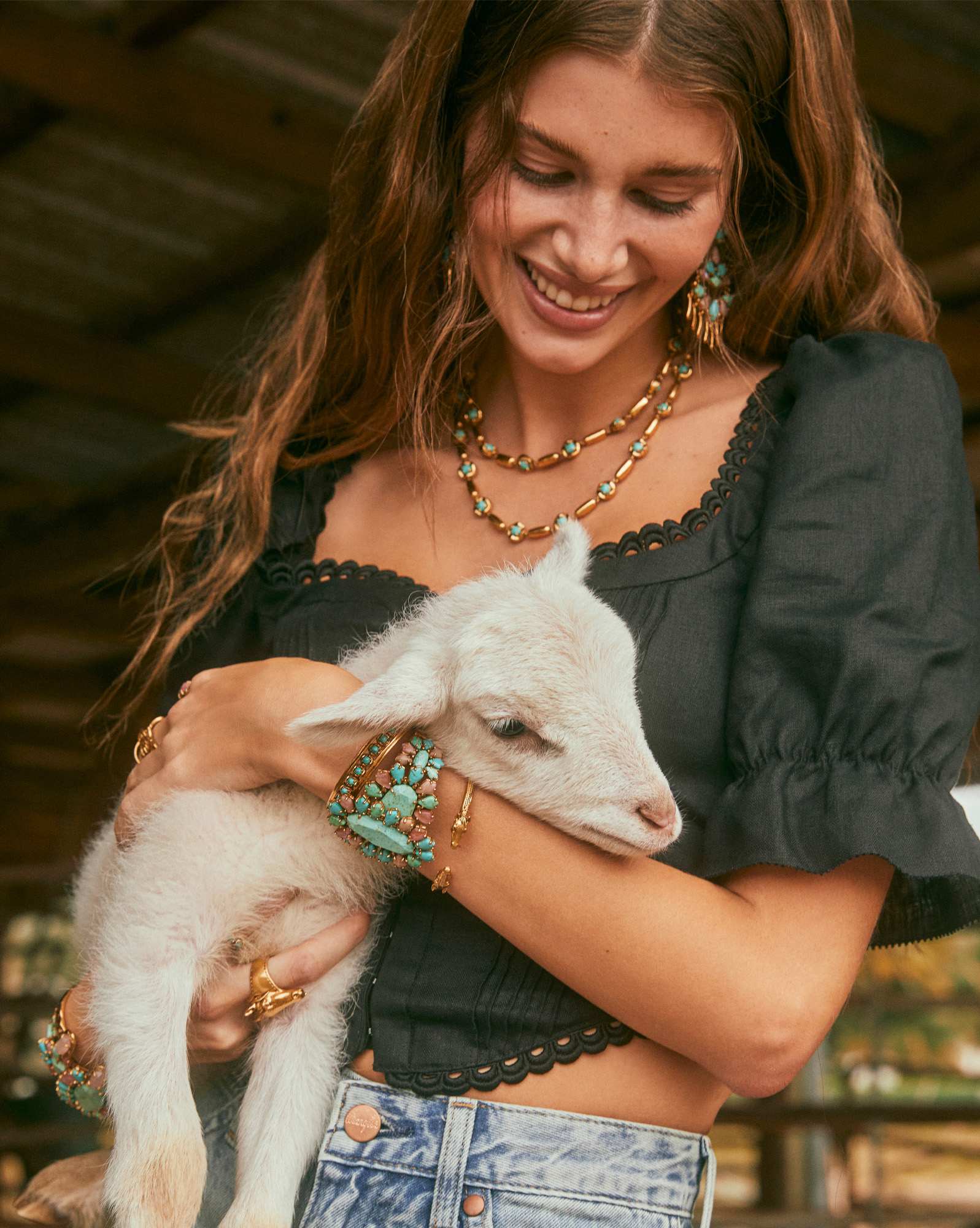 Ida Vintage Gold Cuff Bracelet in Variegated Turquoise Magnesite | Kendra Scott