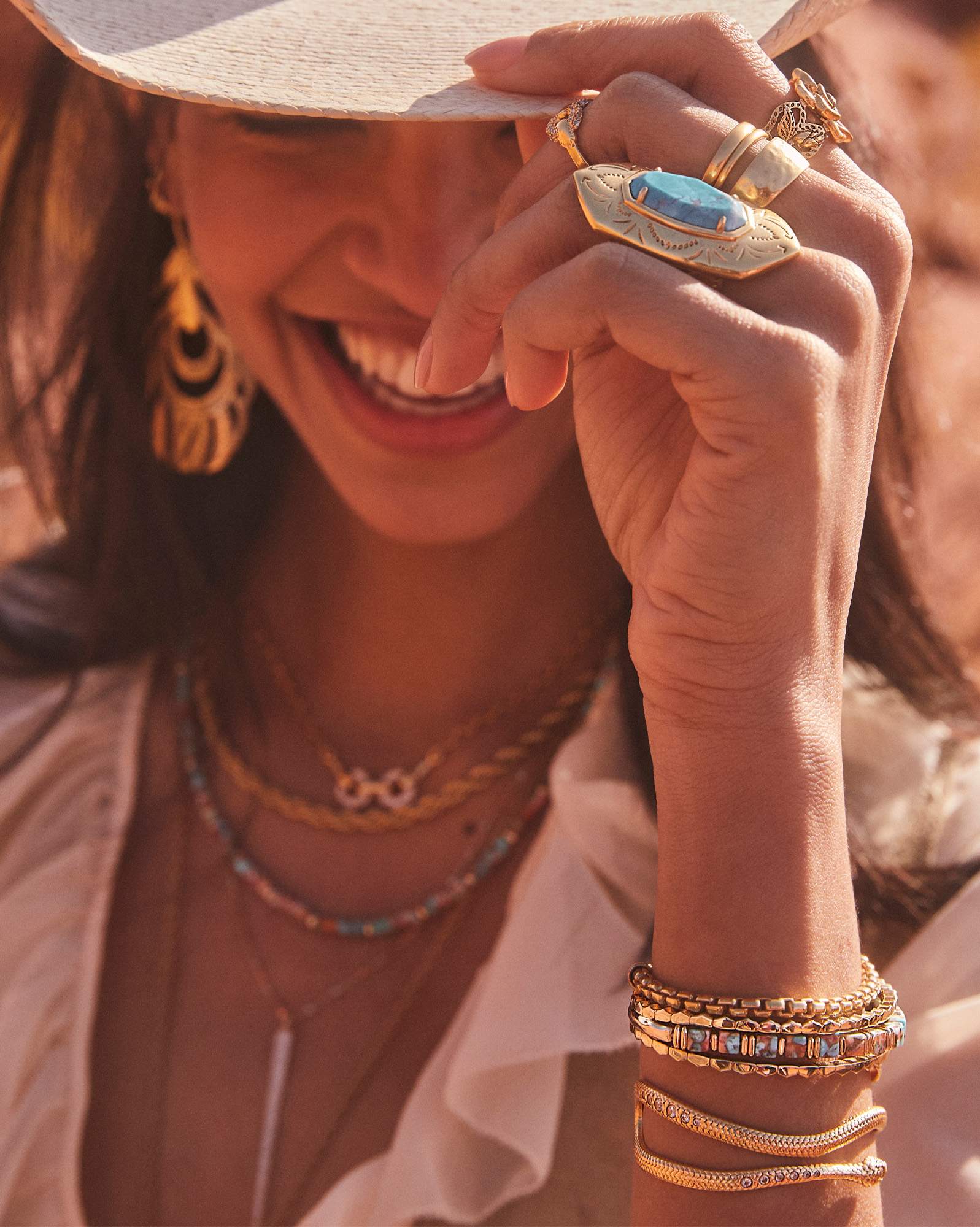 Ember Gold Triple Cuff Bracelet in Bronze Veined Turquoise Magnesite ...