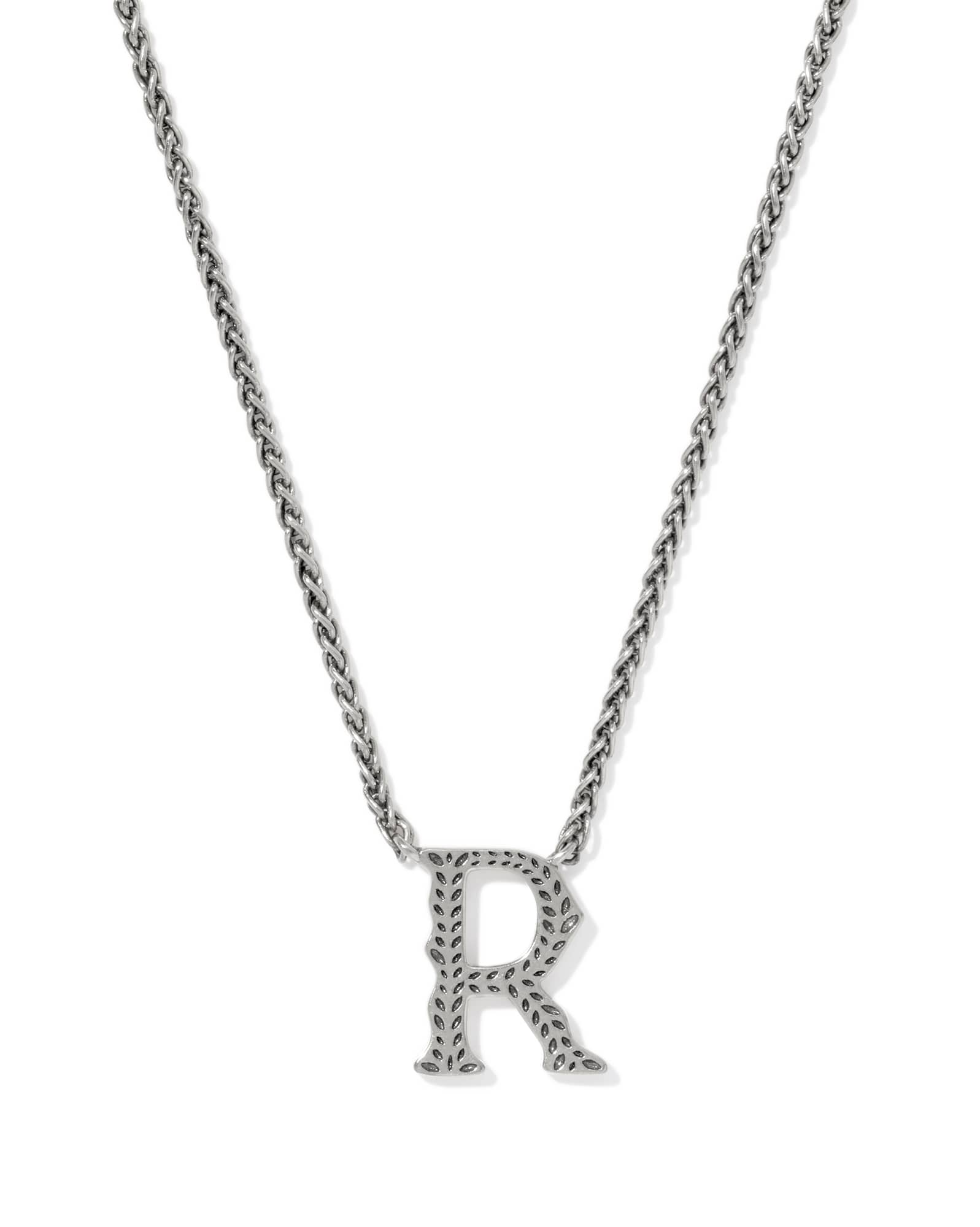Beau Letter R Pendant Necklace in Vintage Silver | Kendra Scott