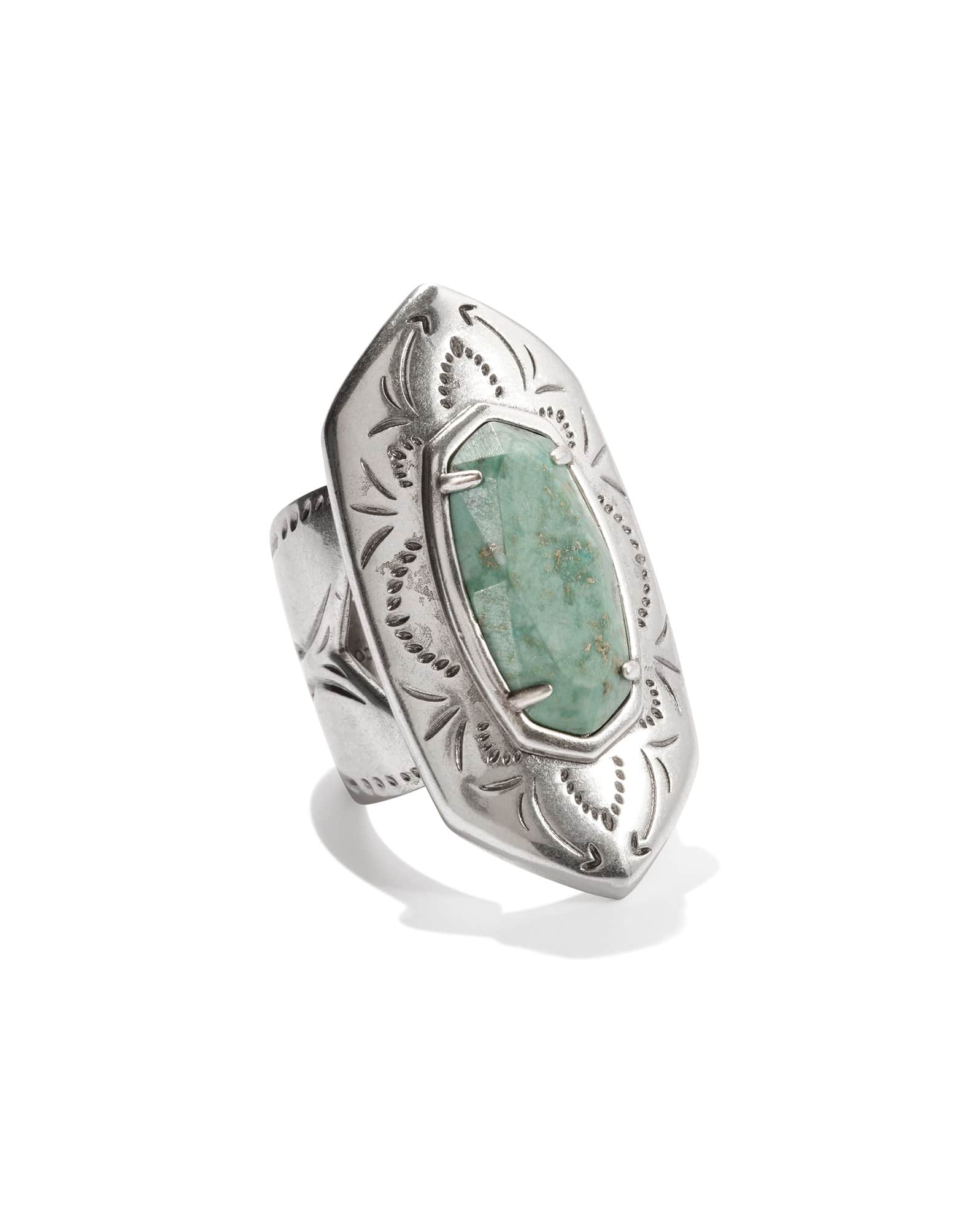 Keziah Vintage Silver Cocktail Ring in Sea Green Chrysocolla | Kendra Scott