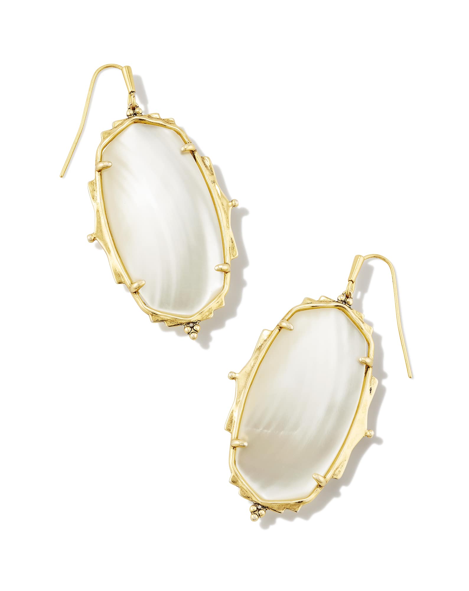 Baroque Vintage Gold Ella Drop Earrings in Natural Mother-of-Pearl ...