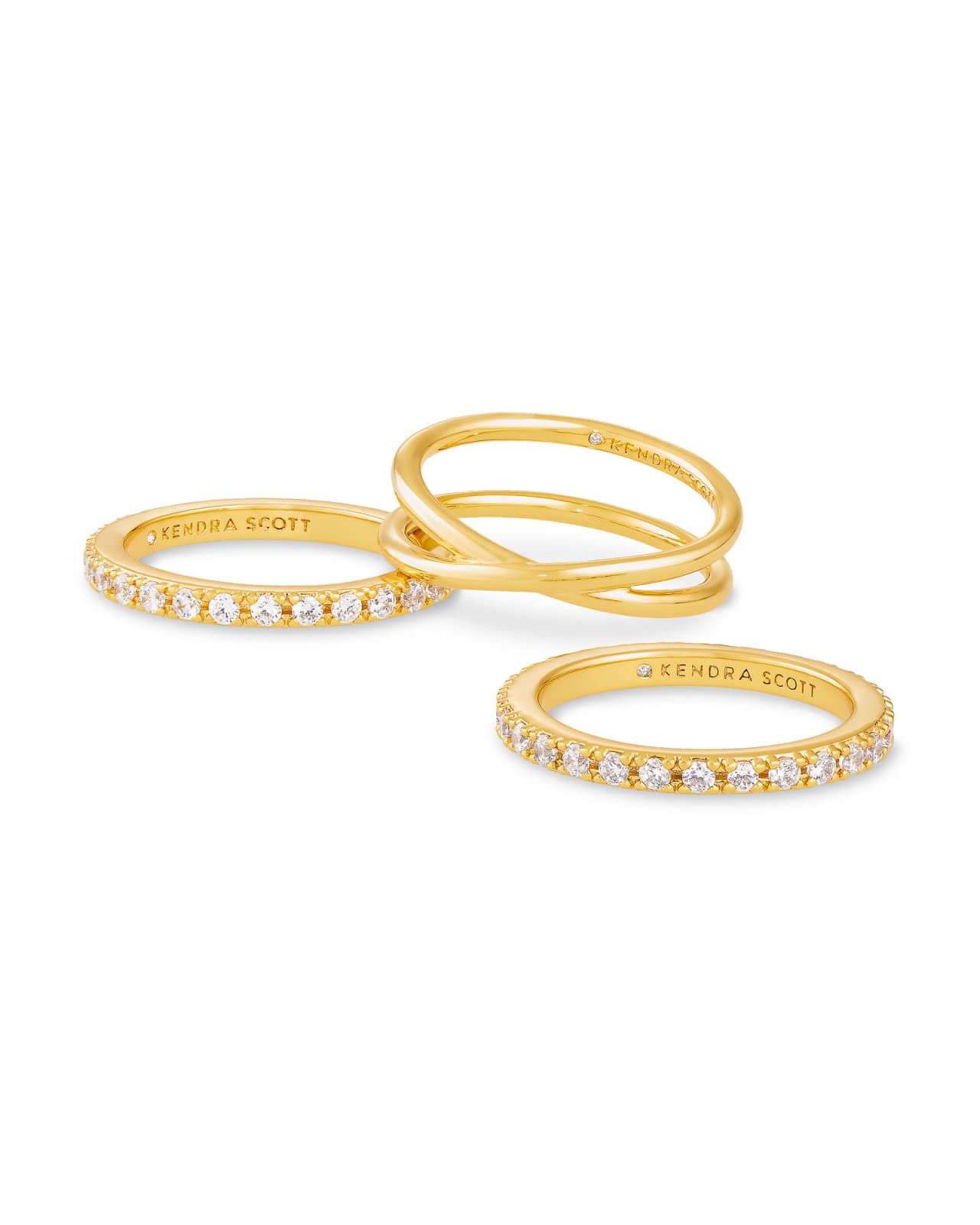 Livy Gold Rings Set of 3 in White Crystal | Kendra Scott