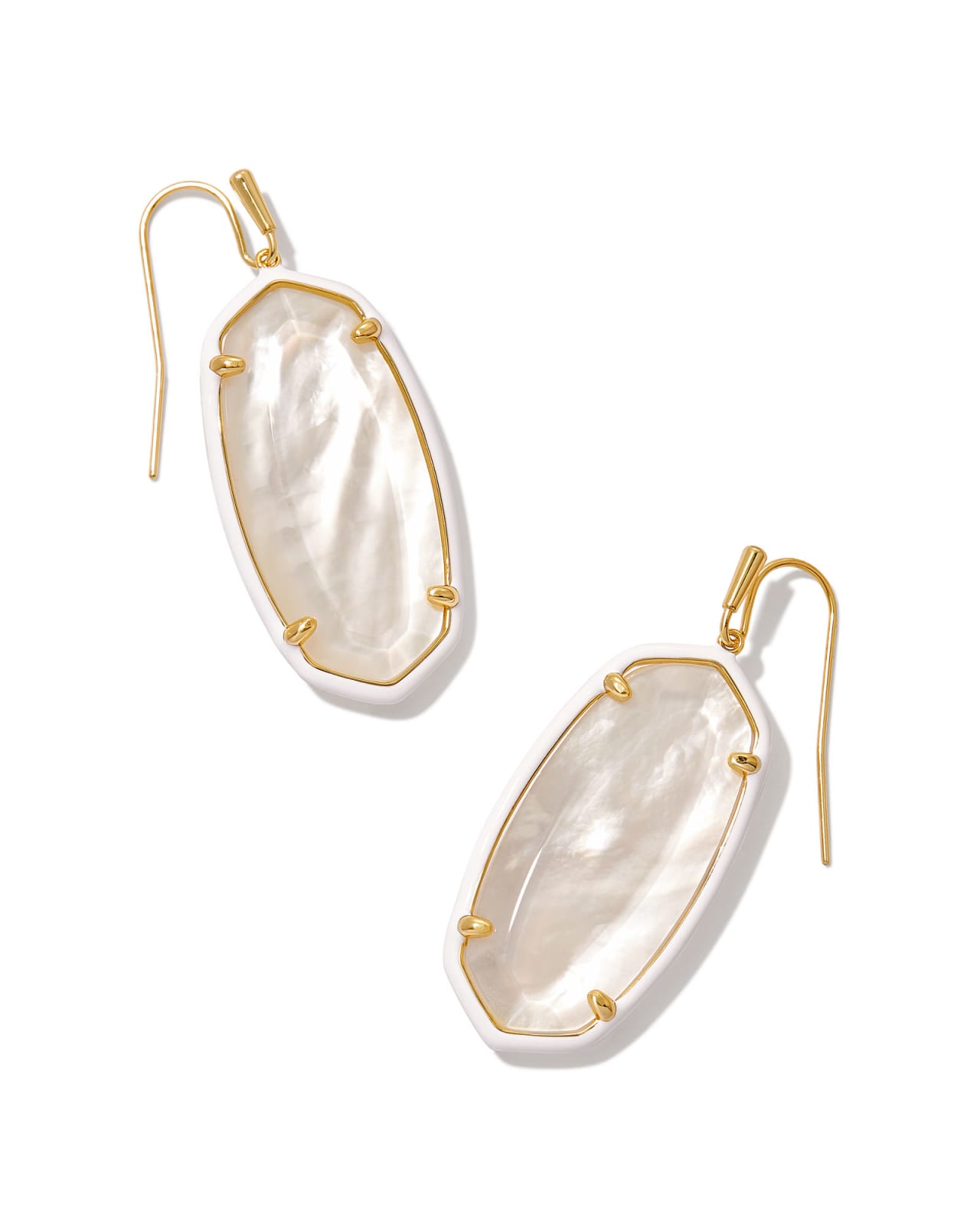 Elle Gold Enamel Framed Drop Earrings in Ivory Mix | Kendra Scott