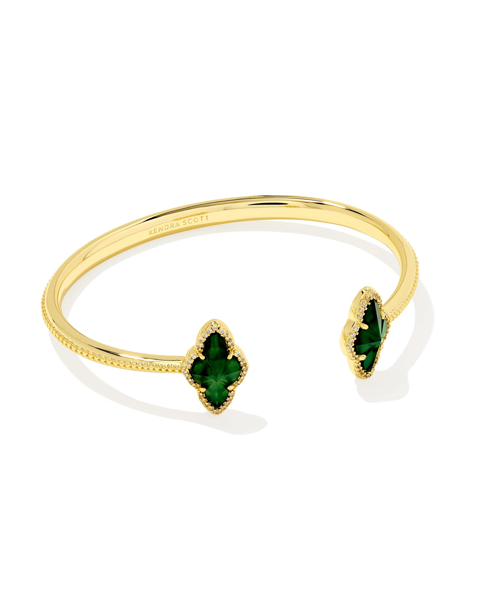 Abbie Gold Pave Frame Cuff Bracelet in Green Illusion | Kendra Scott