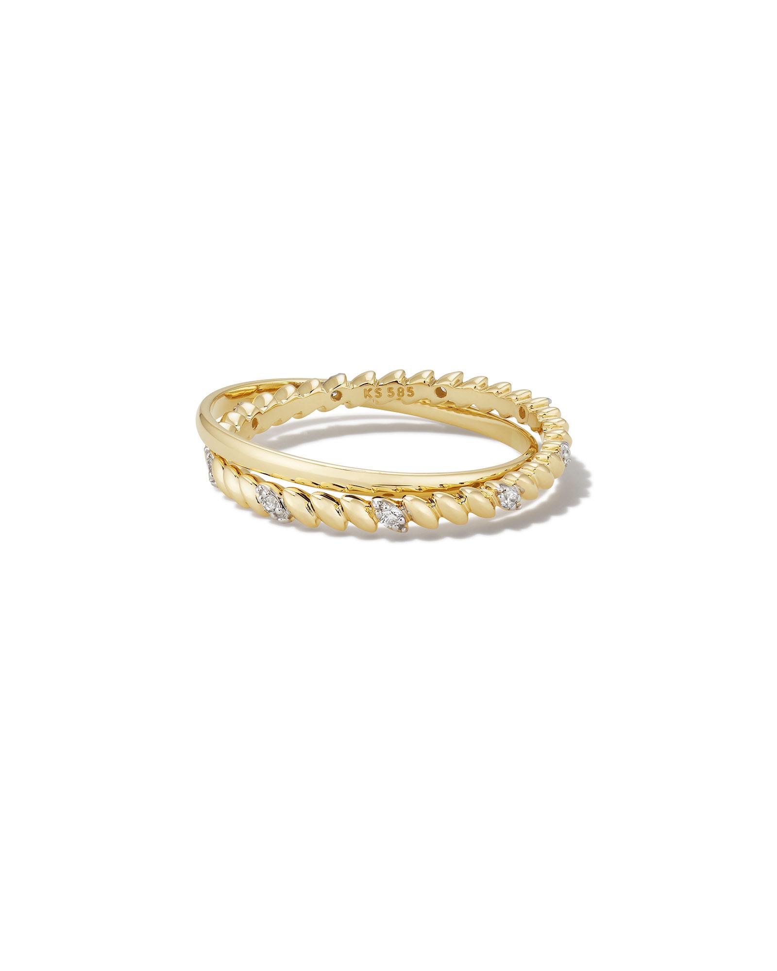 Tyler 14k Yellow Gold Double Band Ring in White Diamond | Kendra Scott