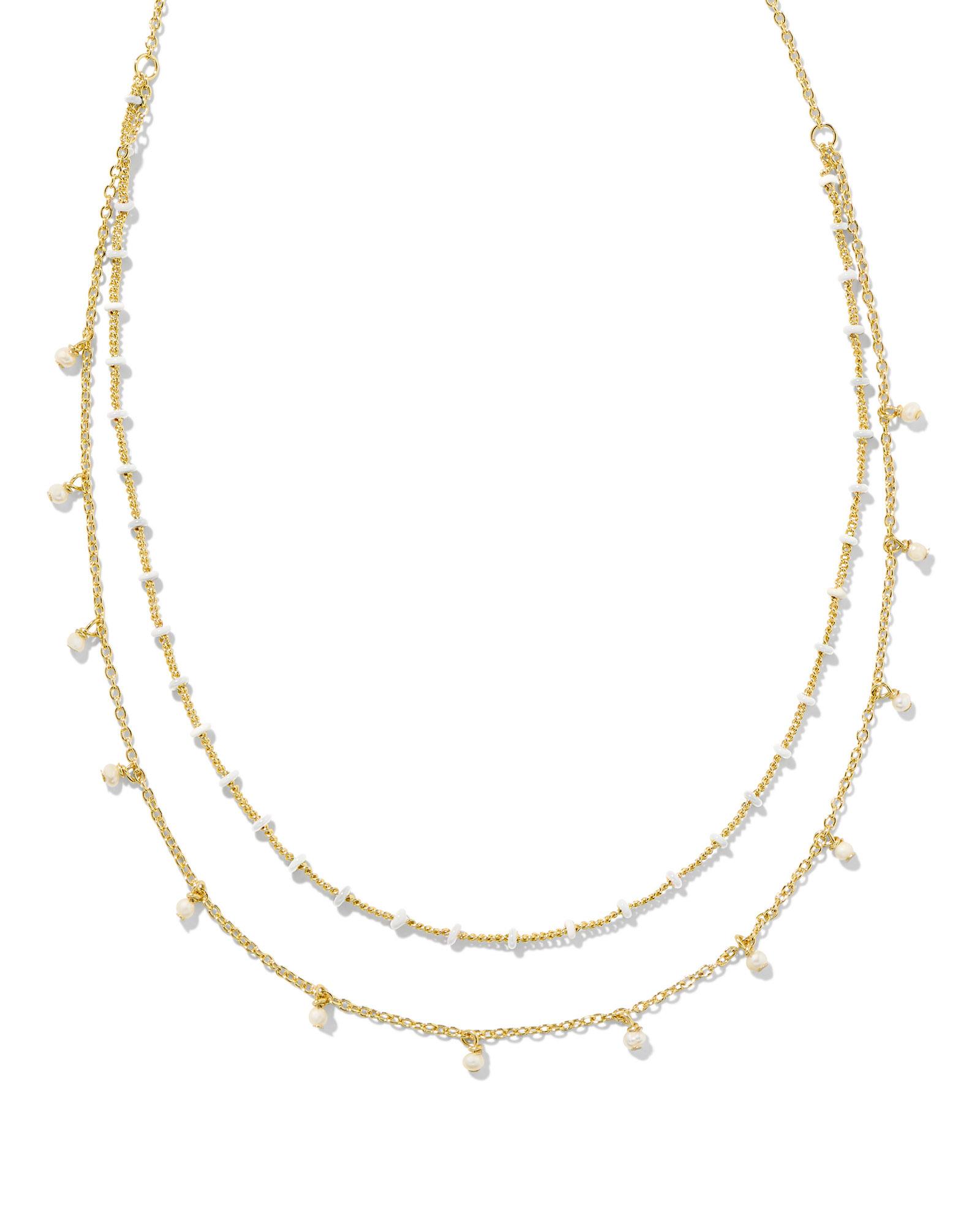 Eve Gold Multi Strand Necklace in White Mix | Kendra Scott