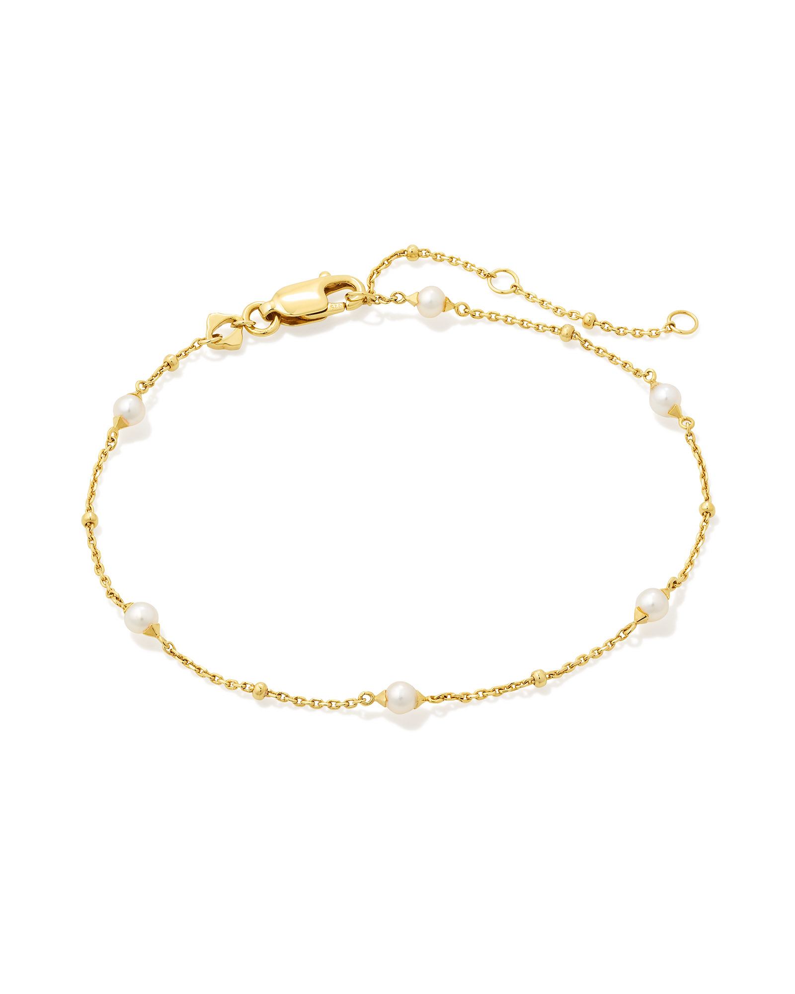 Emmaline 18k Gold Vermeil Delicate Chain Bracelet in Freshwater ...