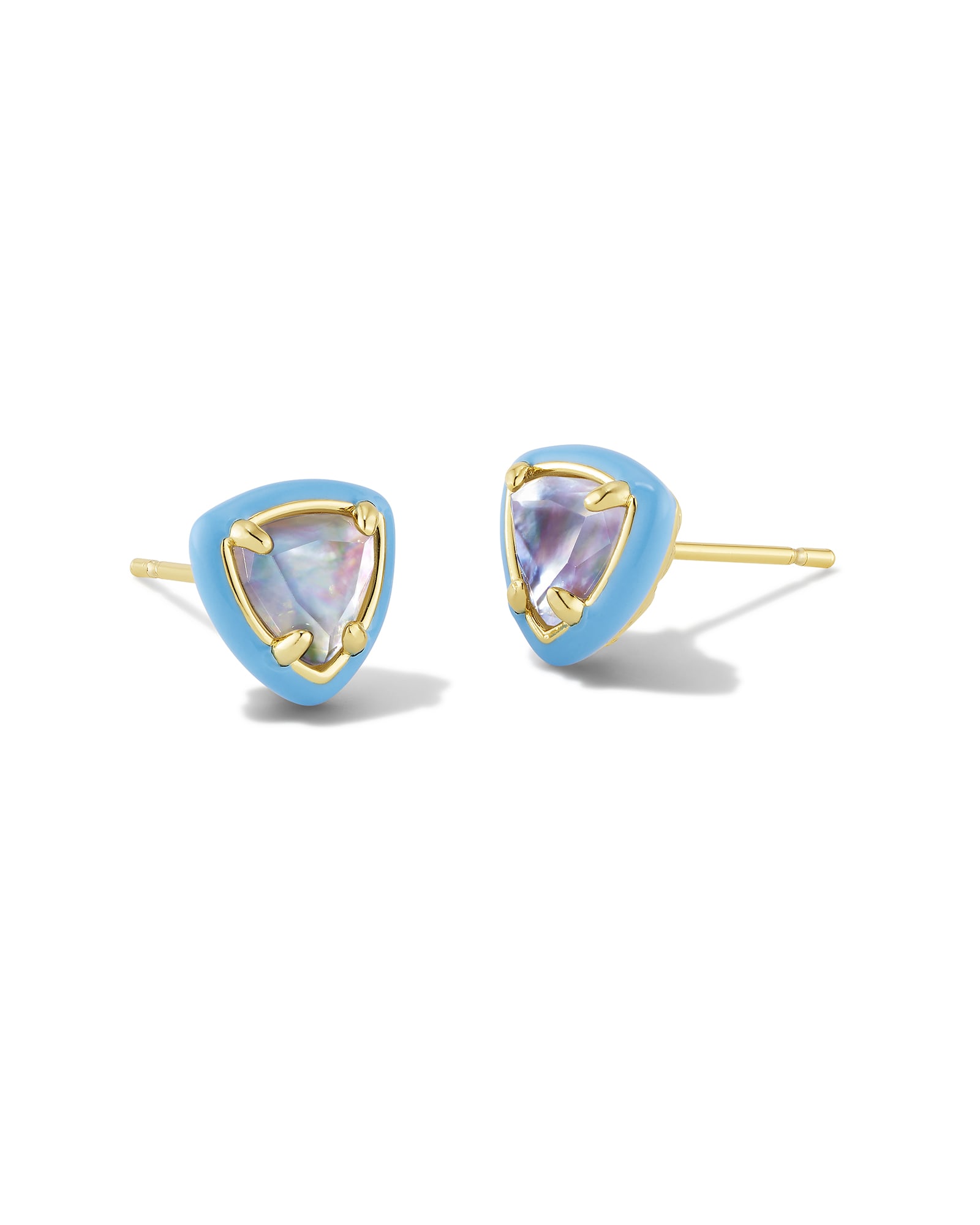 Arden Gold Enamel Framed Stud Earrings in Periwinkle Illusion | Kendra ...