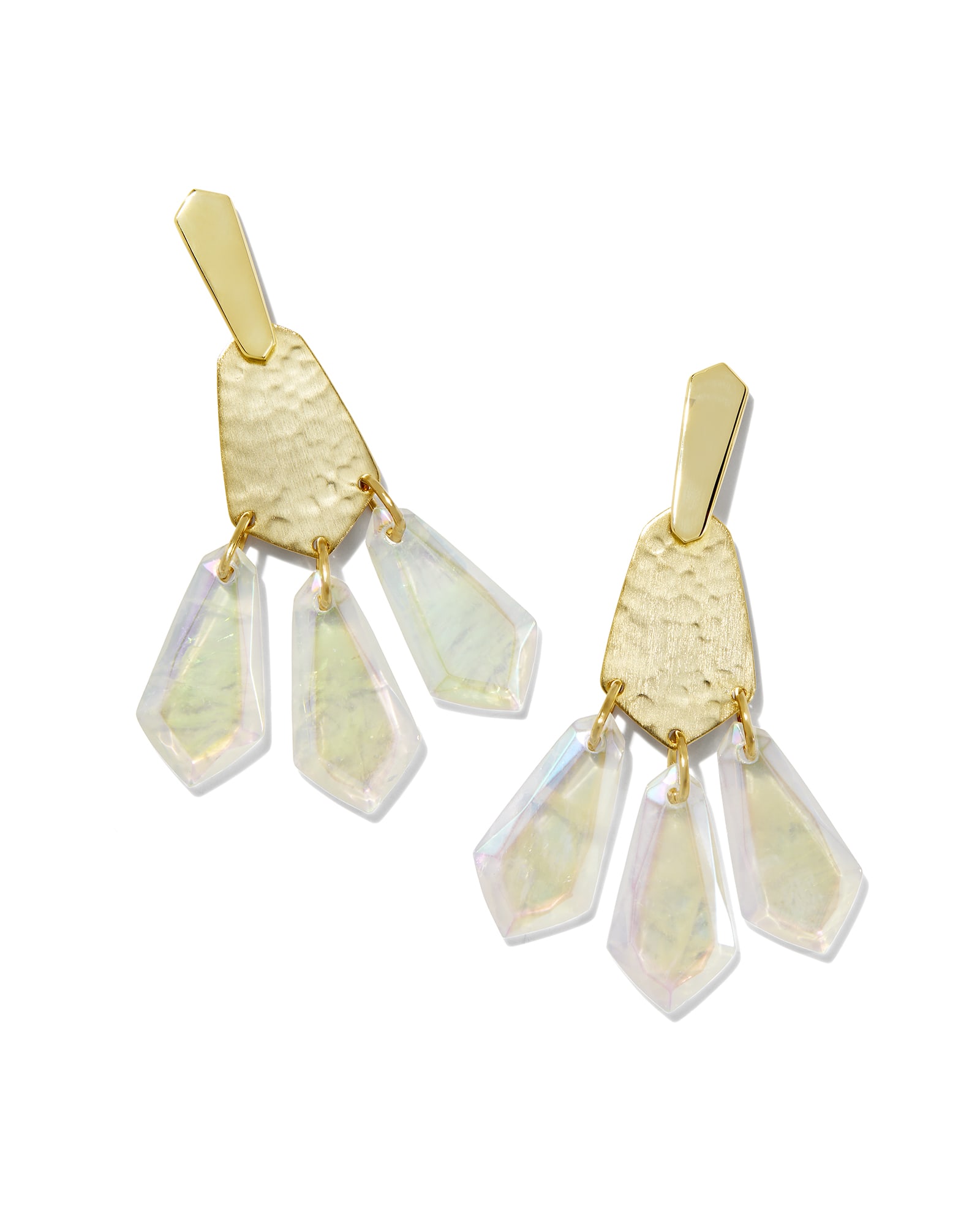 Loris Gold Statement Earrings in Iridescent Clear Rock Crystal | Kendra ...