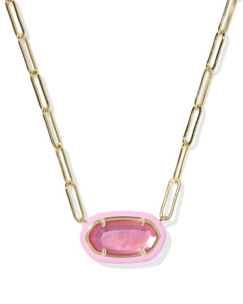 Elisa Enamel Frame Gold Paperclip Necklace | Kendra Scott
