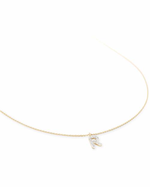 Diamond Letter R Pendant Necklace in 14k Yellow Gold | Kendra Scott