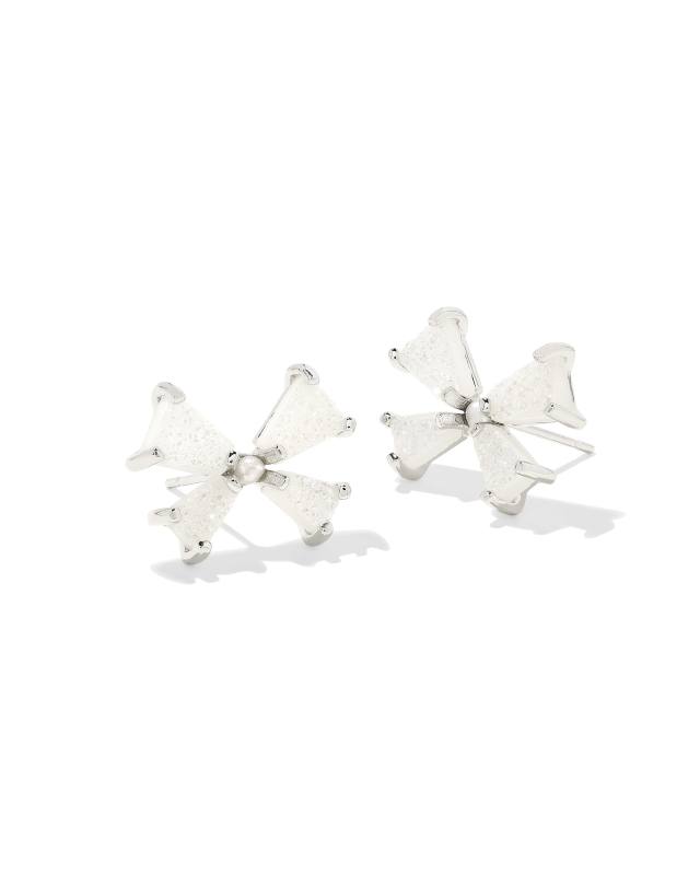 Blair Silver Bow Small Stud Earrings in Iridescent Drusy | Kendra Scott