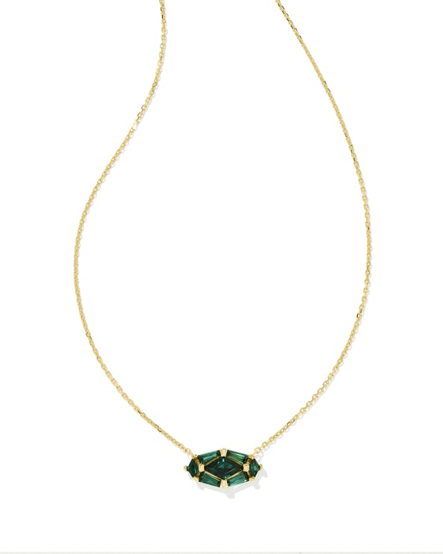 Lindy Rae Elisa Gold Short Pendant Necklace in Green Crystal | Kendra Scott