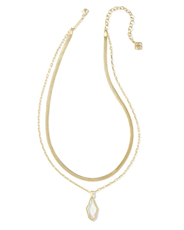 Evelyn Gold Multi Strand Necklace in Rock Crystal Dichroic | Kendra Scott