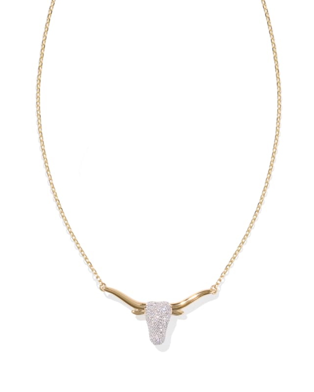 Longhorn Pendant Necklace in Pave Diamond and 14k Yellow Gold | Kendra ...