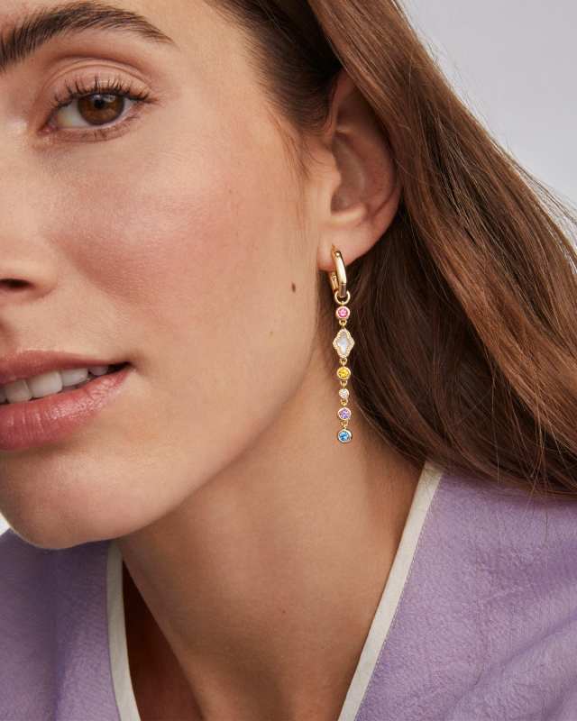 Mini Elisa and Abbie Gold Convertible Huggie Earrings | Kendra Scott