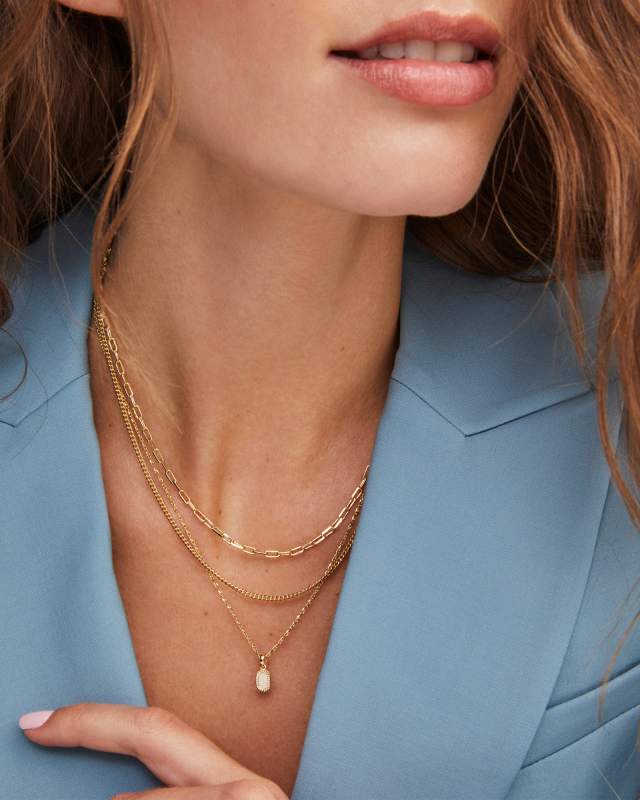 Mini Elisa Gold Triple Strand Necklace | Kendra Scott