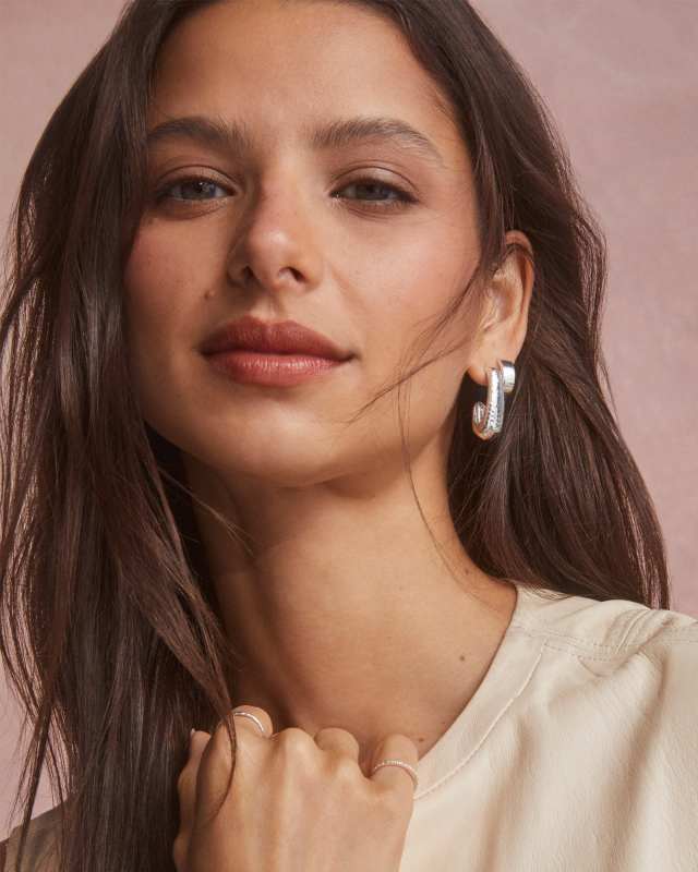 Ellen Sterling Silver Metal Hoop Earrings | Kendra Scott