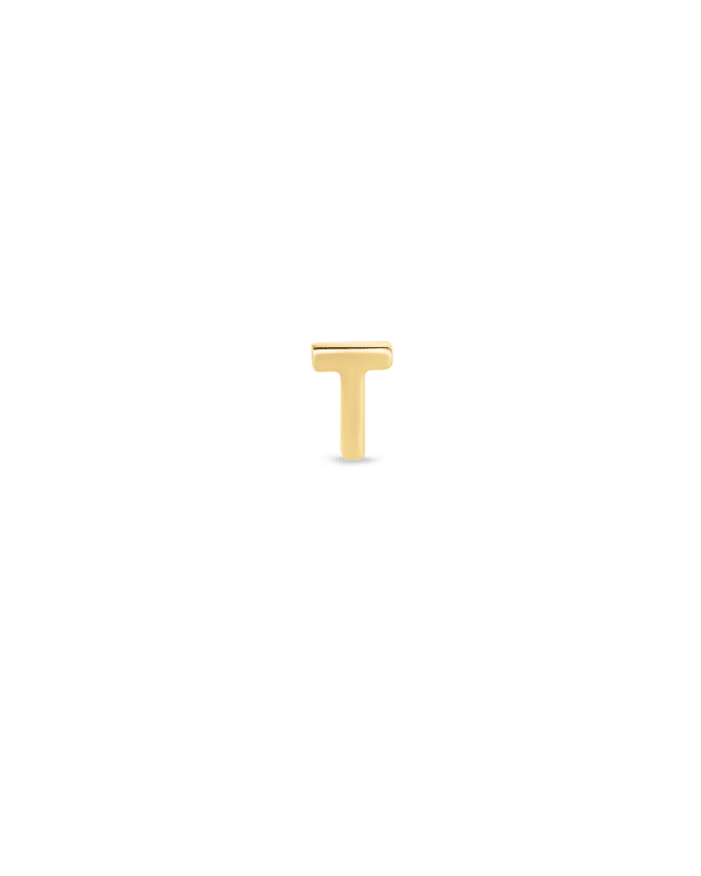Letter T Stud Earring in 18k Gold Vermeil