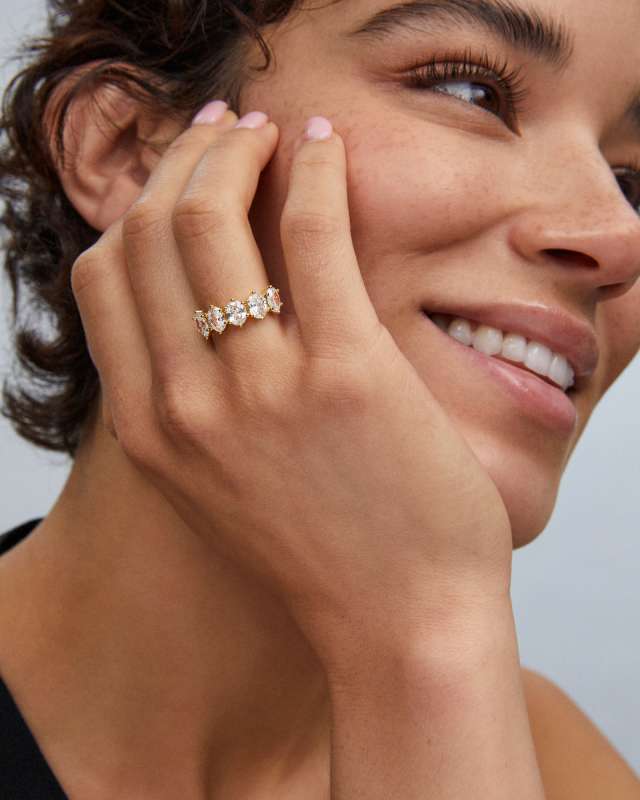 Cailin Gold Crystal Band Ring in White CZ | Kendra Scott