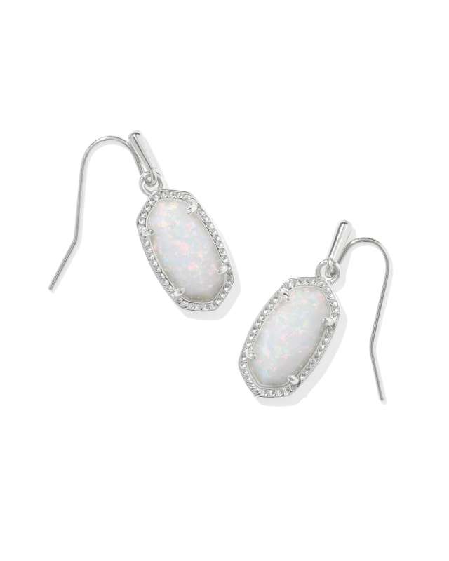 Lee Silver Drop Earrings in White Kyocera Opal | Kendra Scott