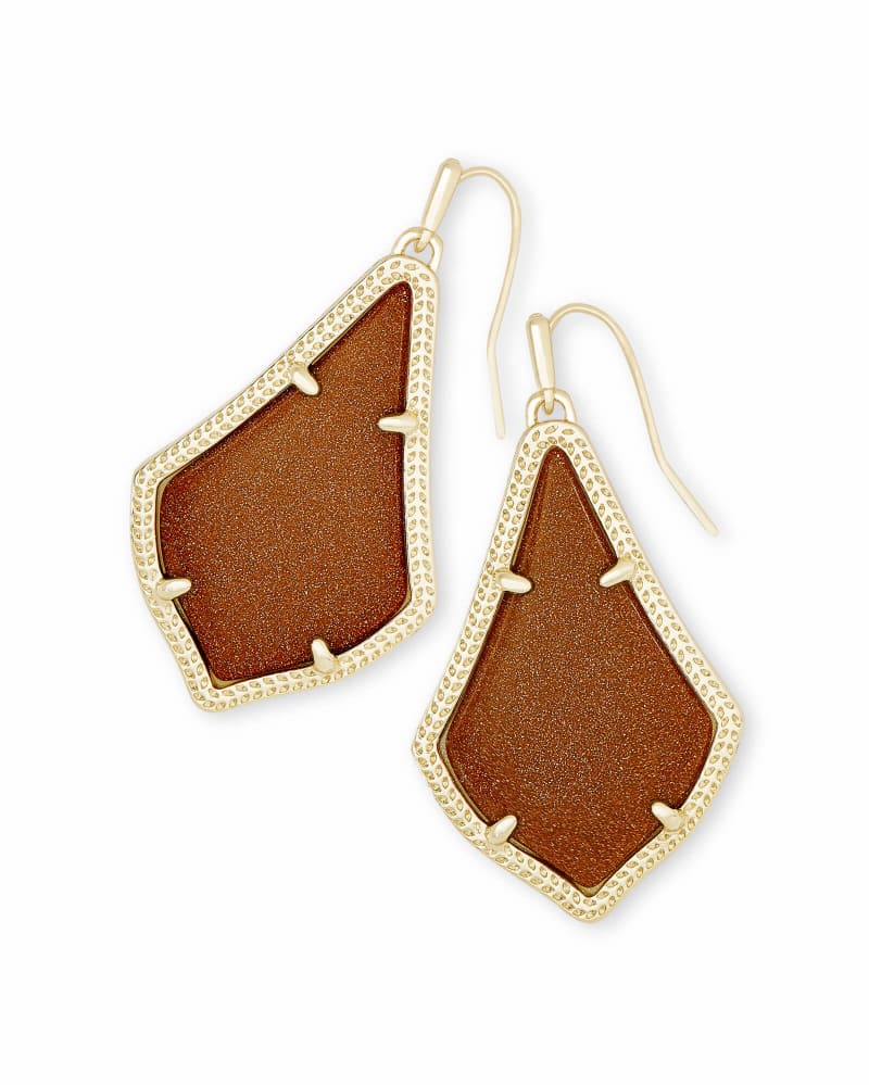 Alex Gold Drop Earrings in Goldstone Glass | Kendra Scott