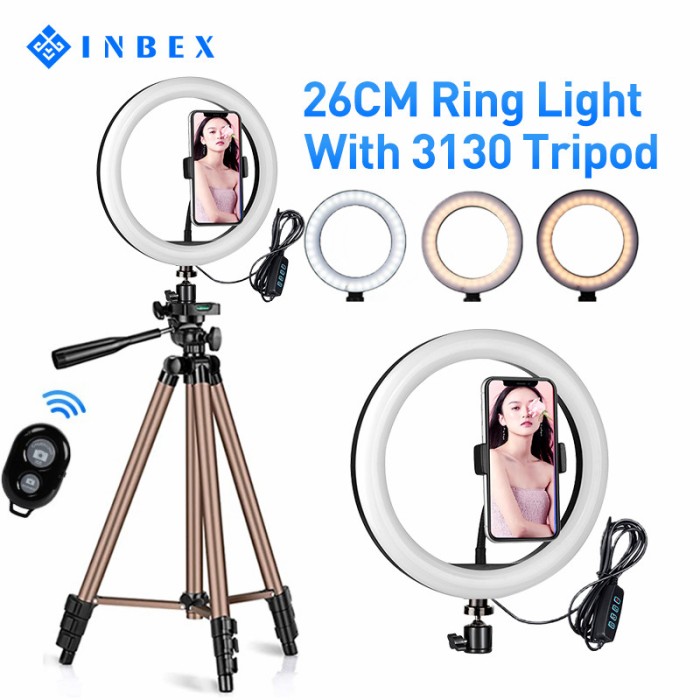 Jual Jual Inbex Ring Light+125Cm Tripod+Holder Hp+Bluetooth Remote For ...