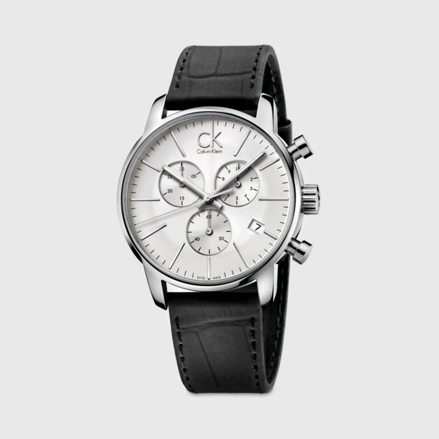 CALVIN KLEIN City Chrono Black Leather Silver Dial 40mm.
