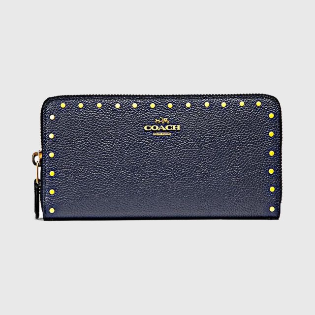 COACH Border Rivets Accordion Zip