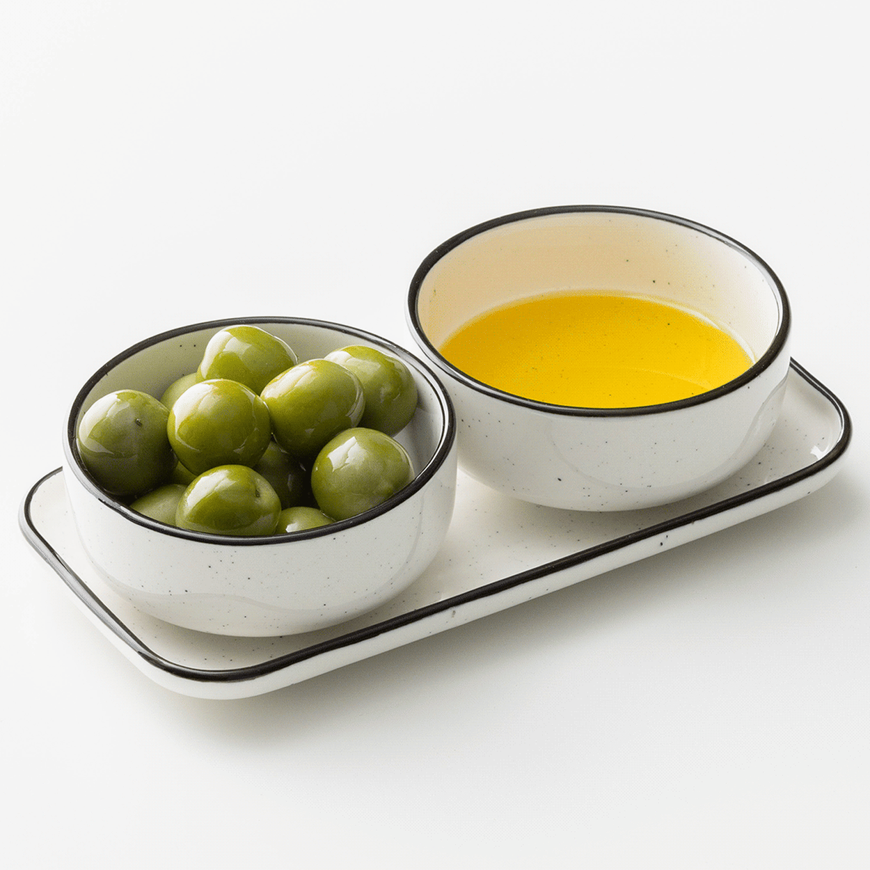 Salisbury & Co Mona Condiment Serving Set of 3 White with Black Speckle ...