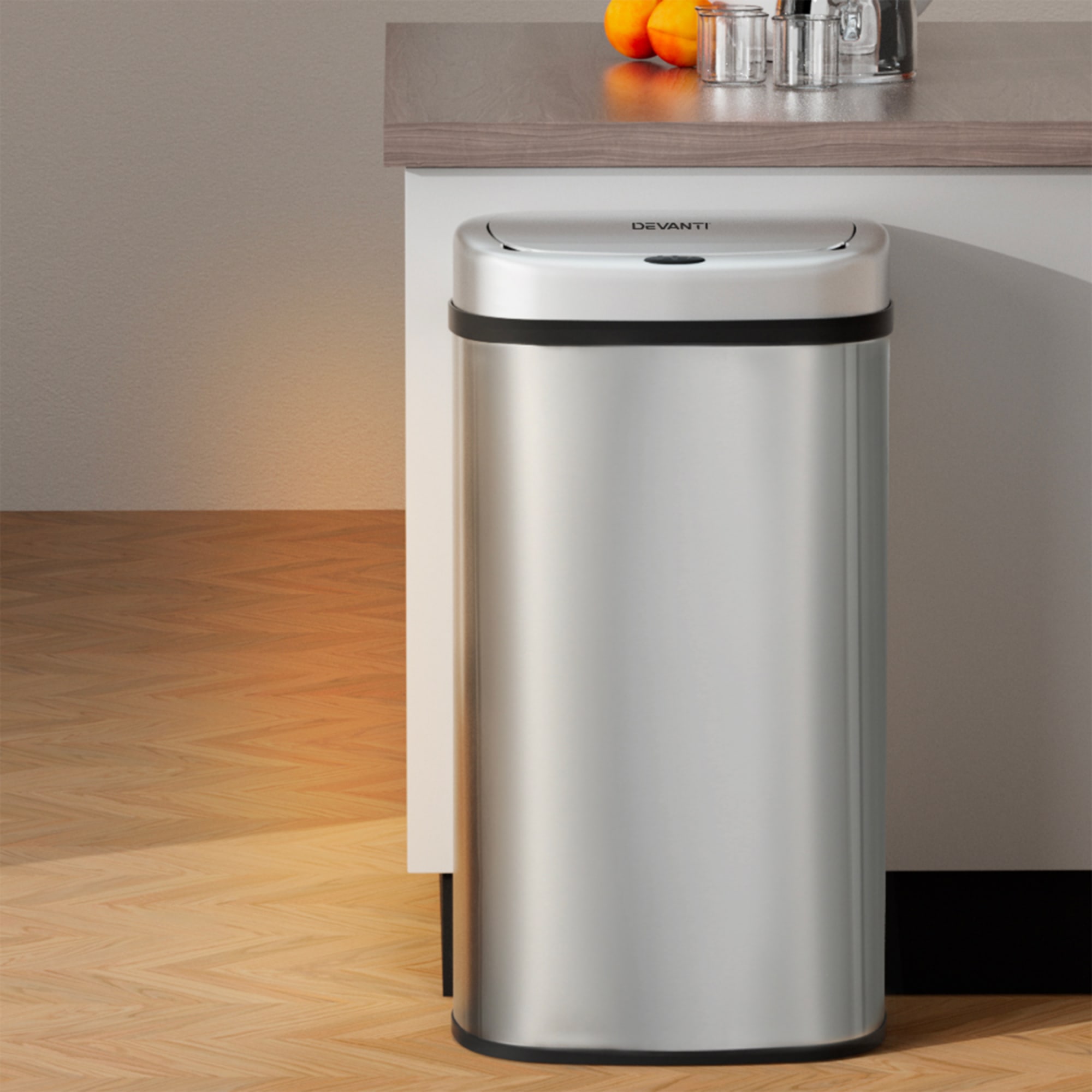 Devanti Motion Sensor Bin 60L Stainless Steel | Kitchen Warehouse™