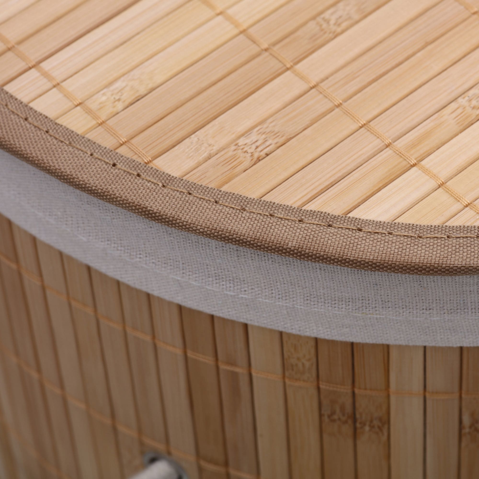 Sherwood Round Collapsible Bamboo Laundry Hamper with Polycotton Bag ...