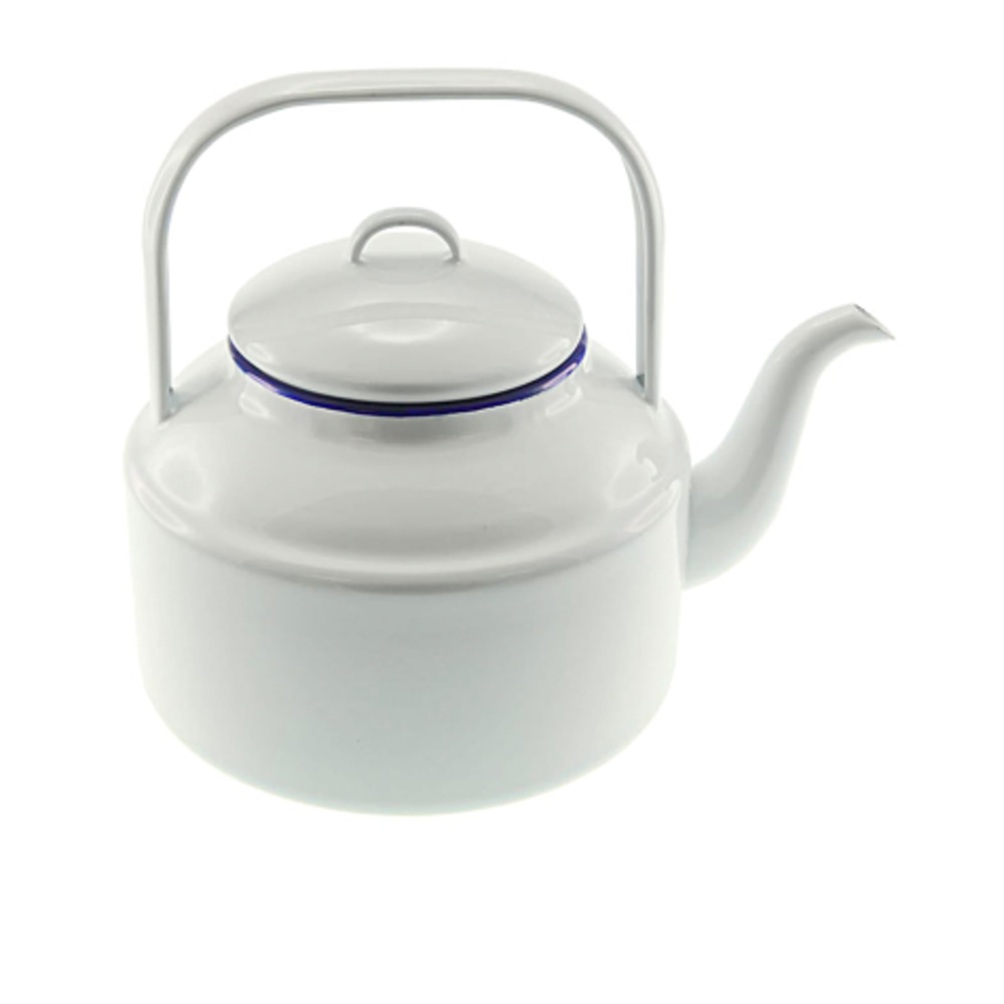 Falcon Enamelware Kettle 2L White/Blue Rim | Kitchen Warehouse™