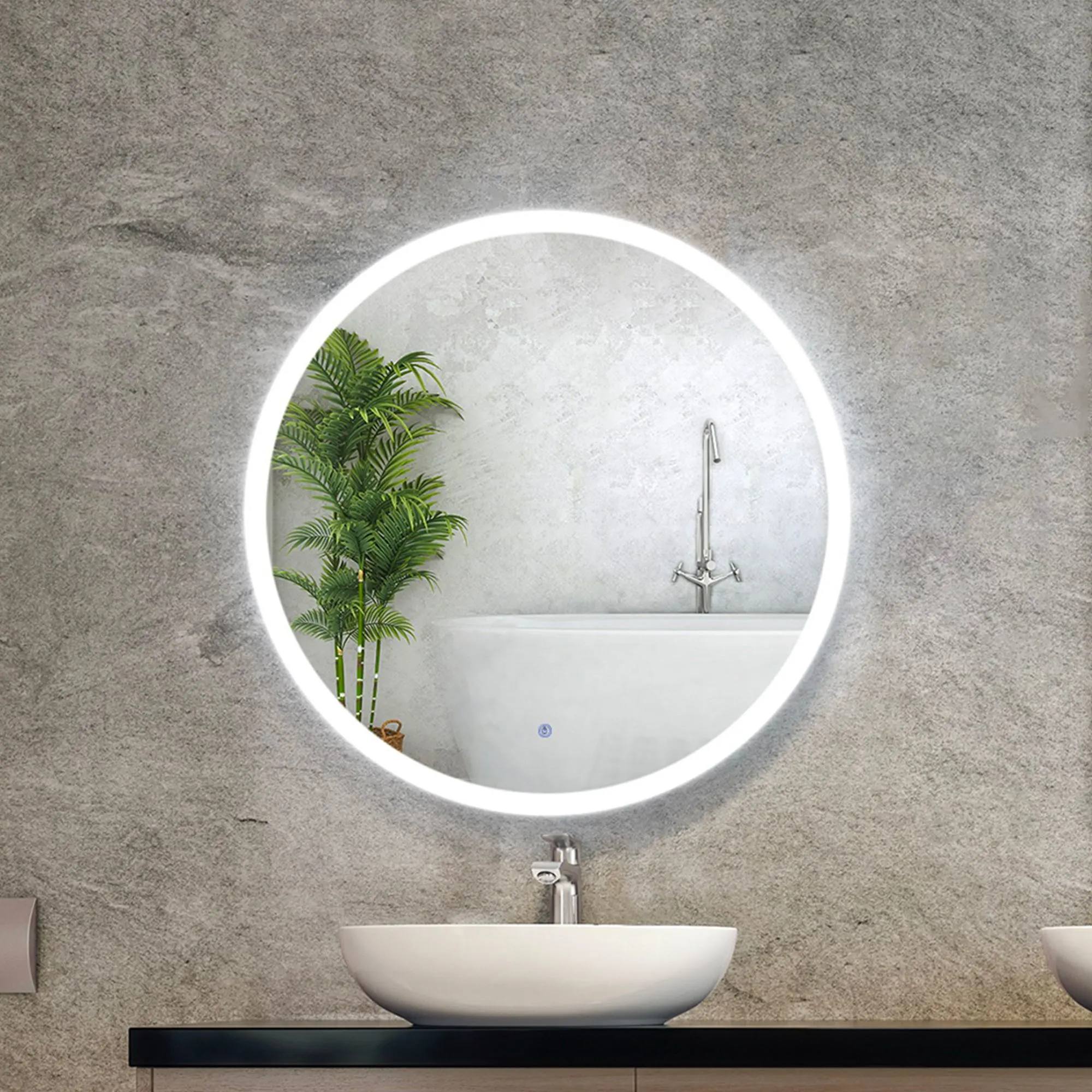 Round Bathroom Wall Mirror with LED Light 70cm | Kitchen Warehouse™
